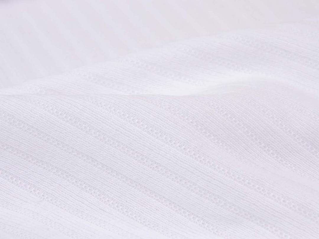 White Cotton Jersey, Ribbed Knit, Thin, Transparent - 170 Cm Wide ...