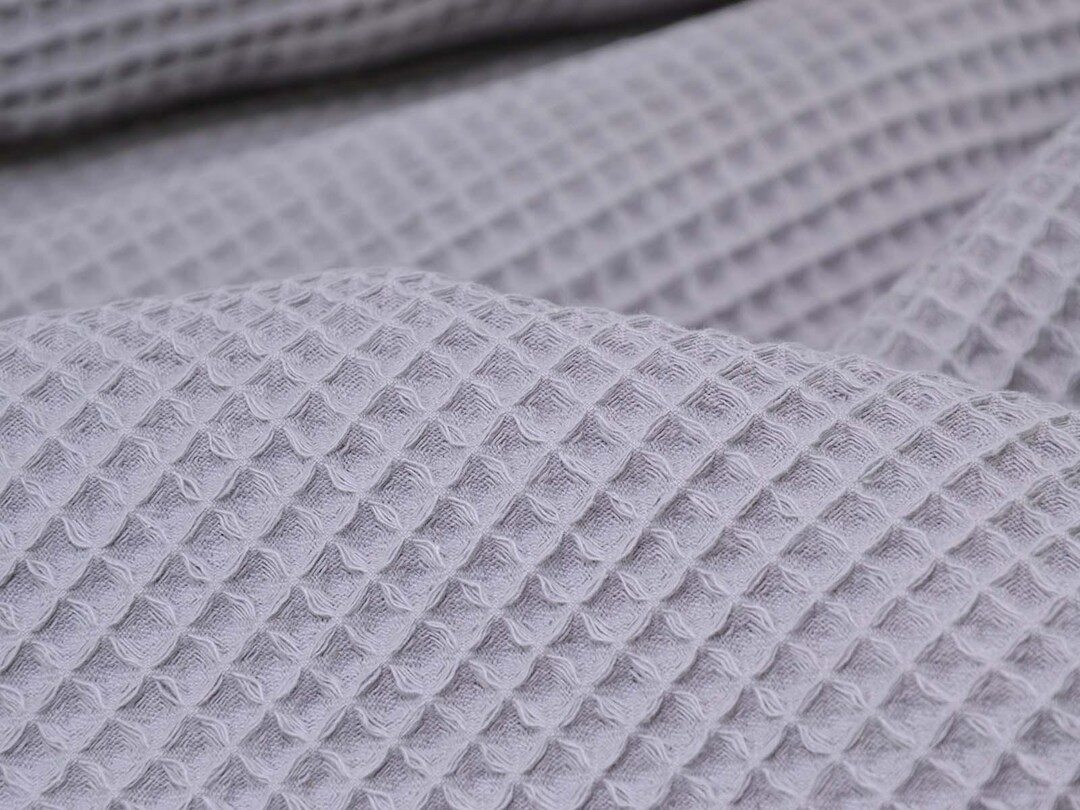 Waffle Piqué, Waffle Fabric Made of Cotton in Solid Light Grey, Grey by ...