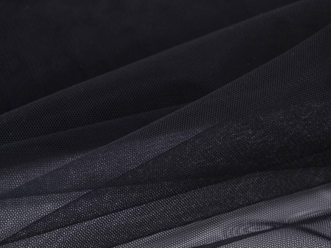 Tulle in Black, Fine Mesh, Transparent for Veils and Skirts 140 Cm Wide ...