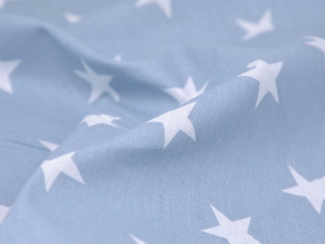 Cotton Fabric Stars, Light Blue, White, Patchwork Fabric, Extra Wide ...