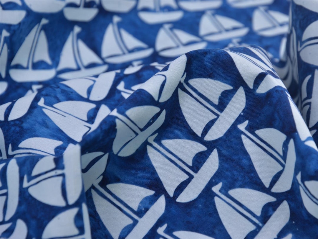 Patchwork, Maritime, Boat, Makower, Island Batik, Blue - Etsy