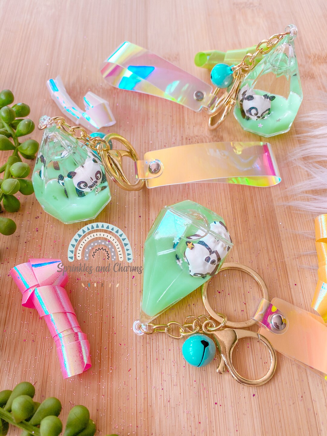 Panda Liquid Keychain, Boba Keychain, Quicksand Keychain, Kawaii ...
