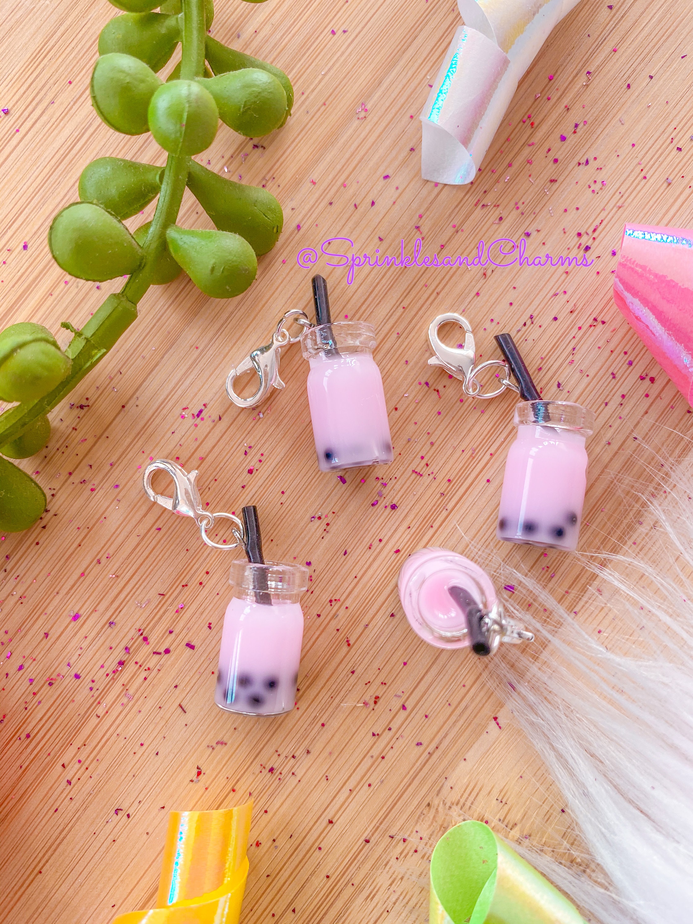 Boba / Bubble Tea Charm Miniature Food Kawaii Charms Polymer Clay ...