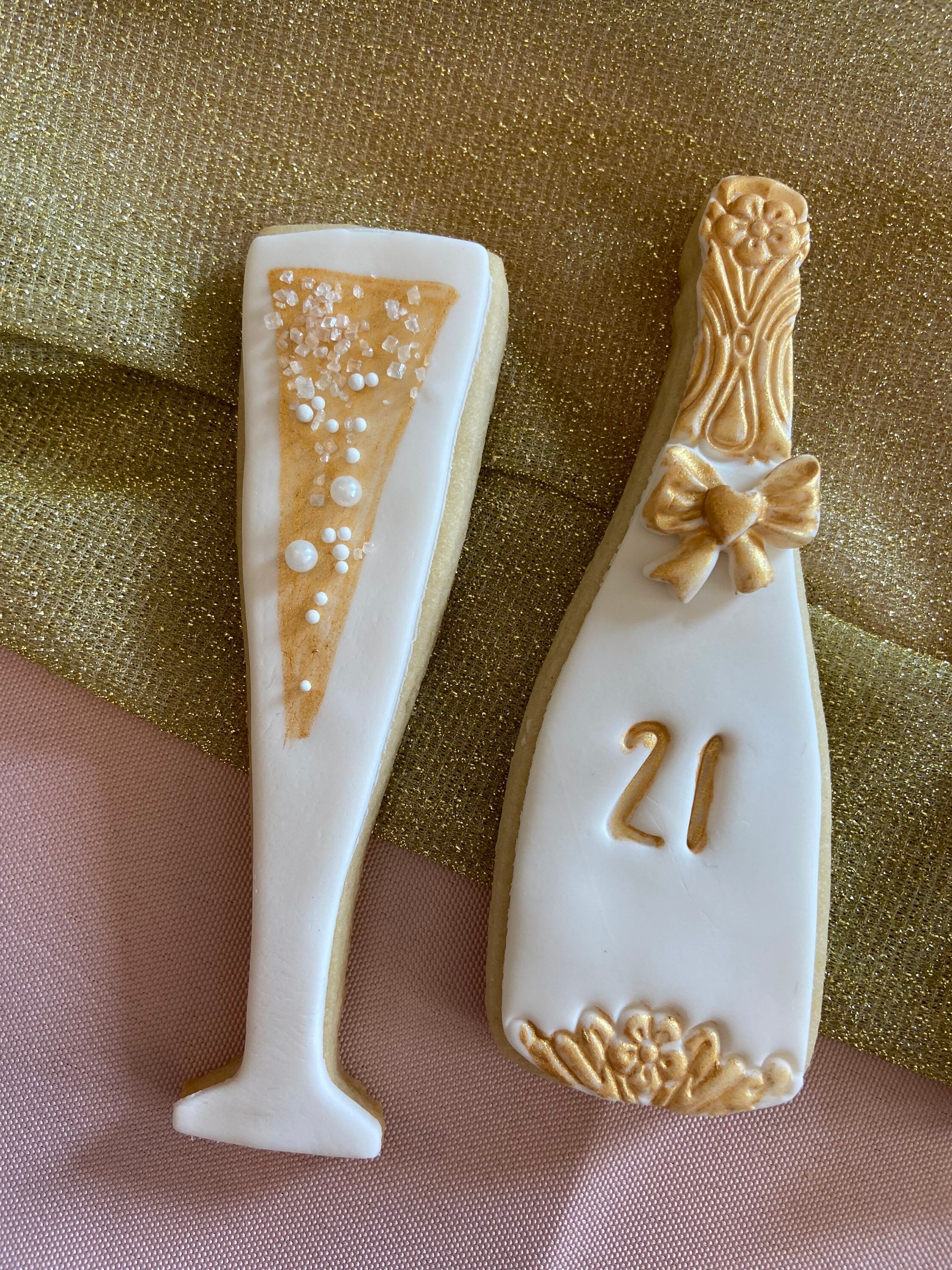 21st Birthday Cookies Pink and Gold CUSTOMIZABLE Champagne - Etsy