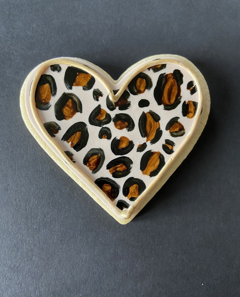 Cheetah Print Sugar Cookie Heart Shape by the Dozen HAND | Etsy