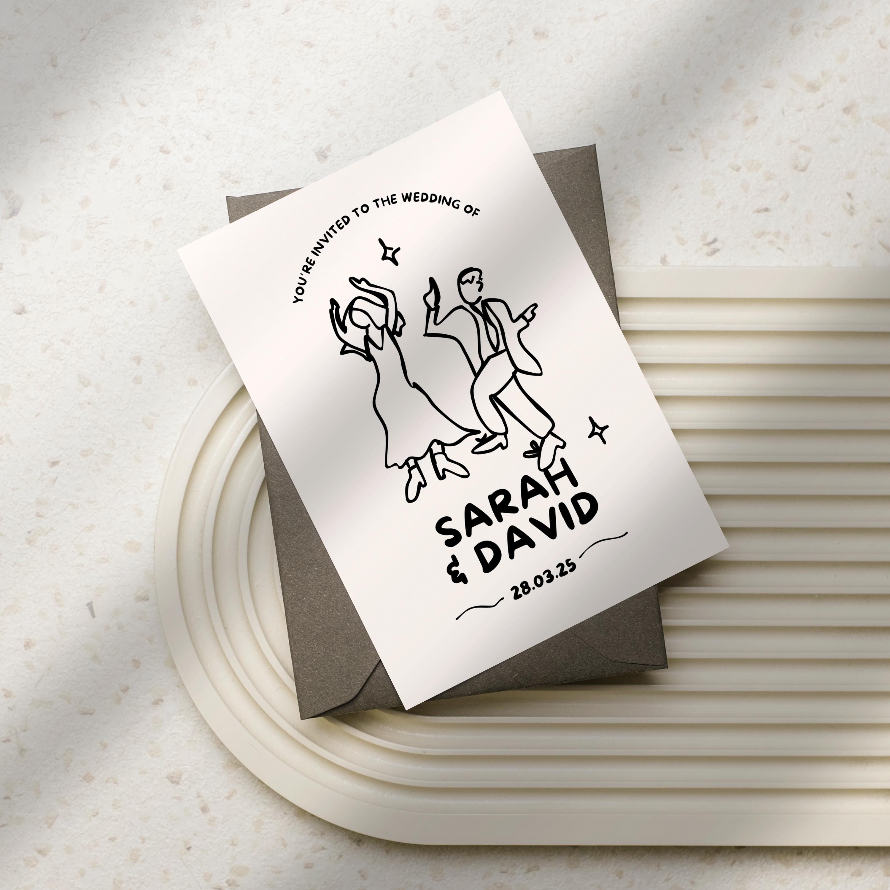 Hand Drawn People on Wedding Invitation Template Unique - Etsy