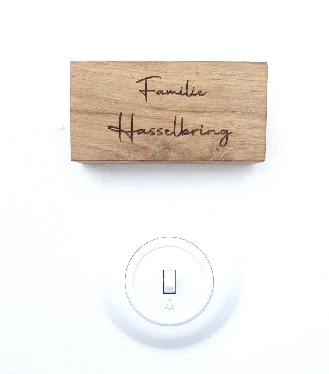 Door Sign Wood, Door Bell Name Plate, Small Name Tag Made of Solid OAK ...