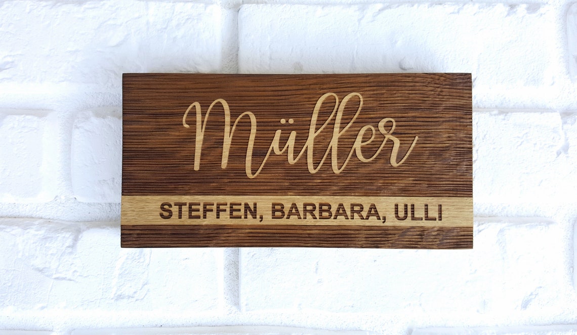 Name Plate Front Door Made of Solid Oak With Individual - Etsy UK