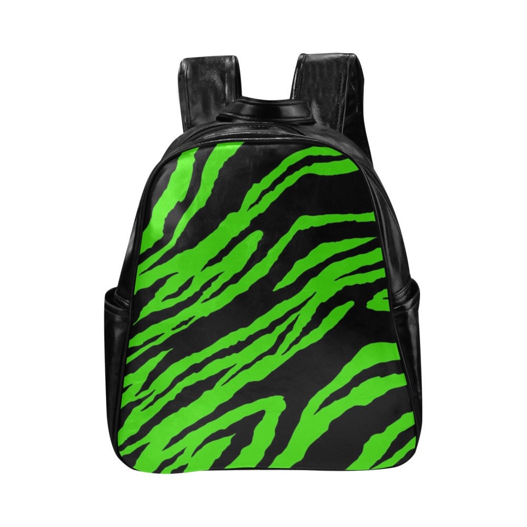 Green Tiger Backpack, Animal Print Backpack, Leather Backpack, Animal ...