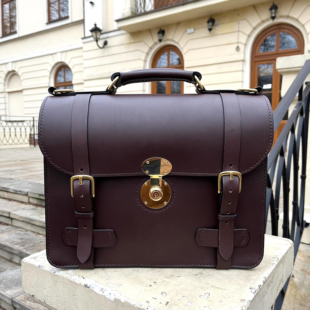 Business Premium Briefcase, Luxury Leather Bag With Brass Fittings High ...