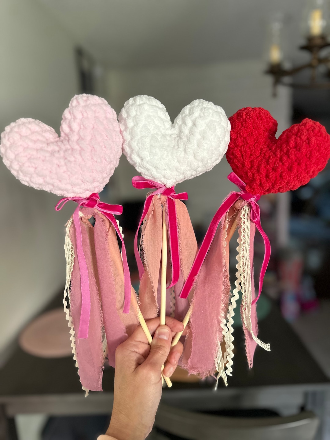 Heart Wand, Crochet Heart Wand, Valentine’s Day Gift, Basket Filler ...