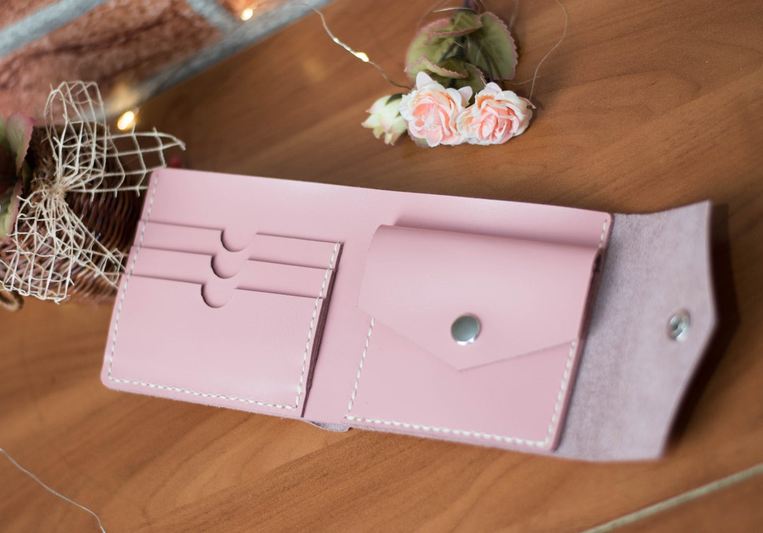 Small Womens Wallet, Pink Leather Wallet, Credit Card Wallet, Cute ...