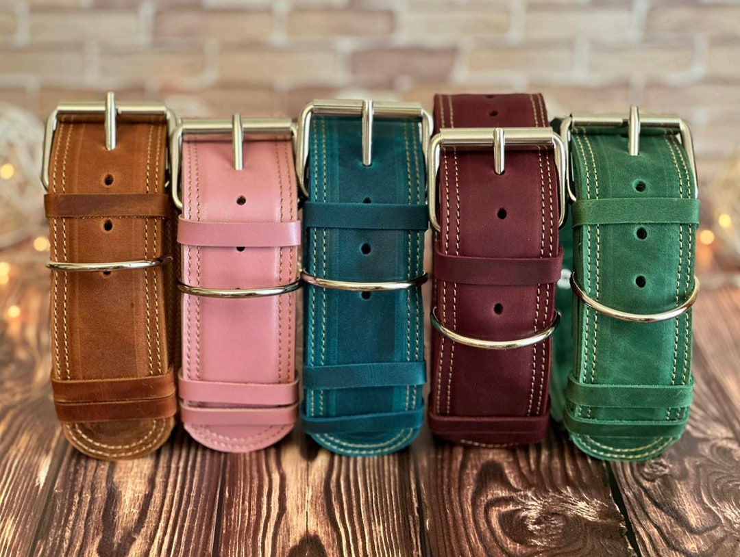 Leather Dog Collar Personalized, Engraved Leather Dog Collar, Thick ...