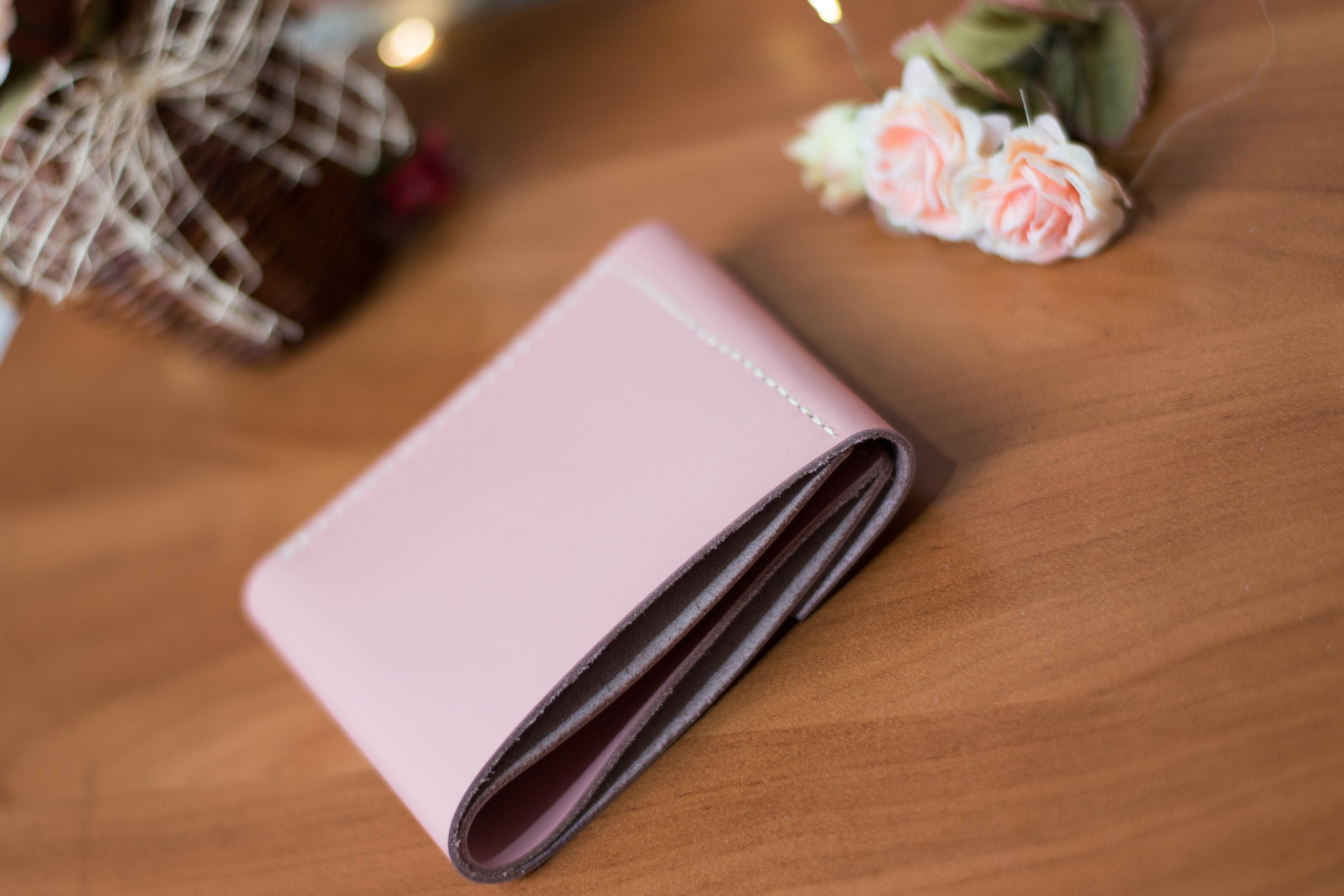 Small leather wallet Minimalist gift Minimalist wallet | Etsy