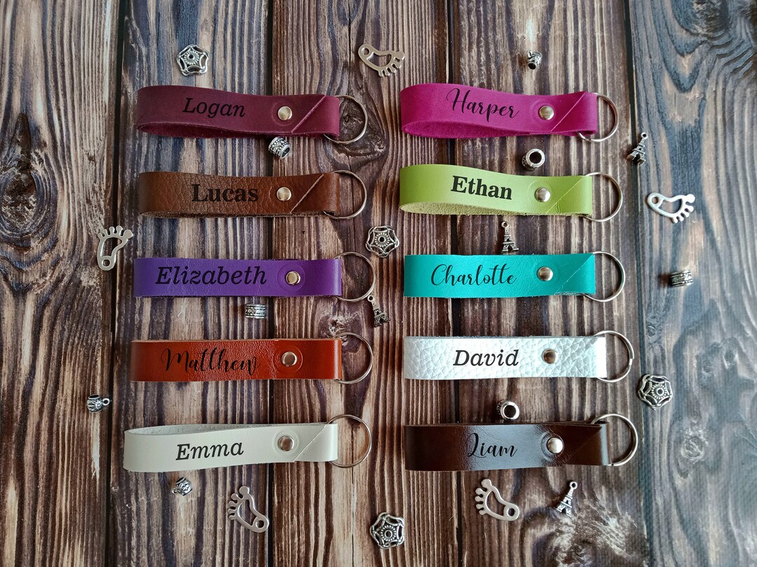 Custom Leather Keychain Leather Key Holder Monogram - Etsy