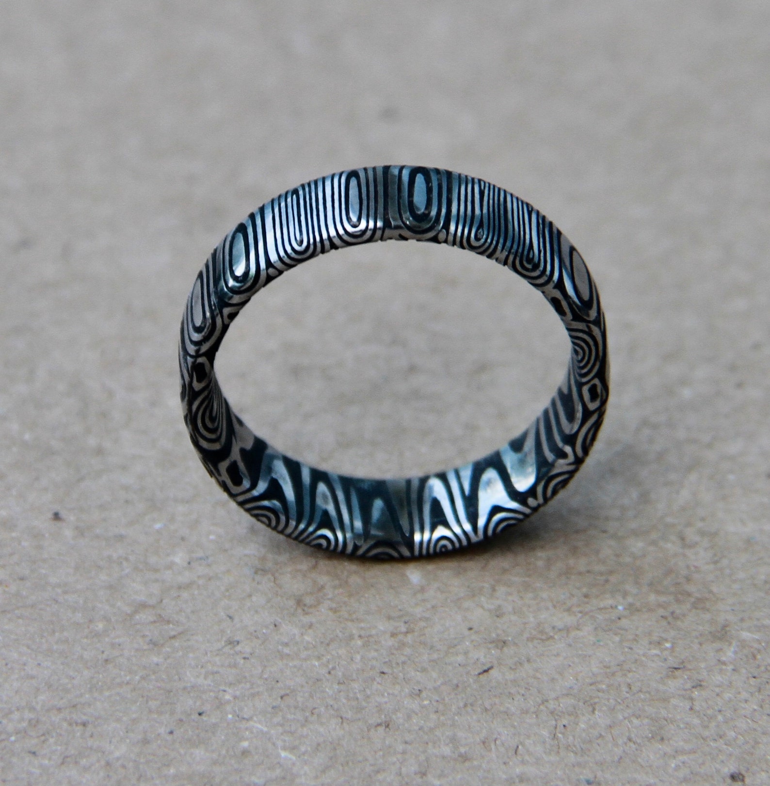Damascus Steel Ring, Stainless Damascus Steel Wedding Band, 100% ...