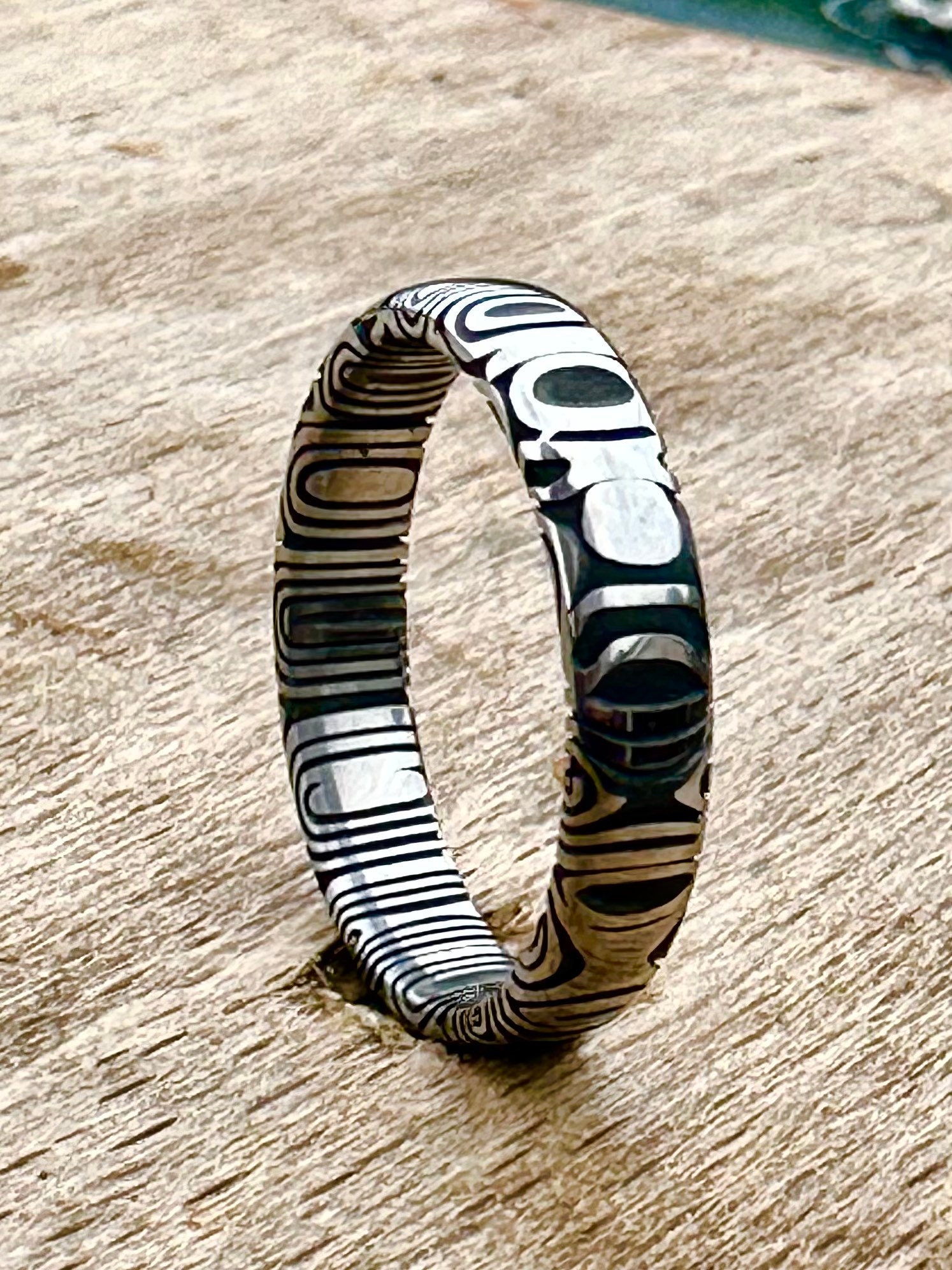 Damascus Steel Ring, Stainless Damascus Steel Wedding Band, 100% ...