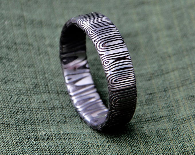 Damascus Steel Ring, Stainless Damascus Steel Wedding Band, 100% ...
