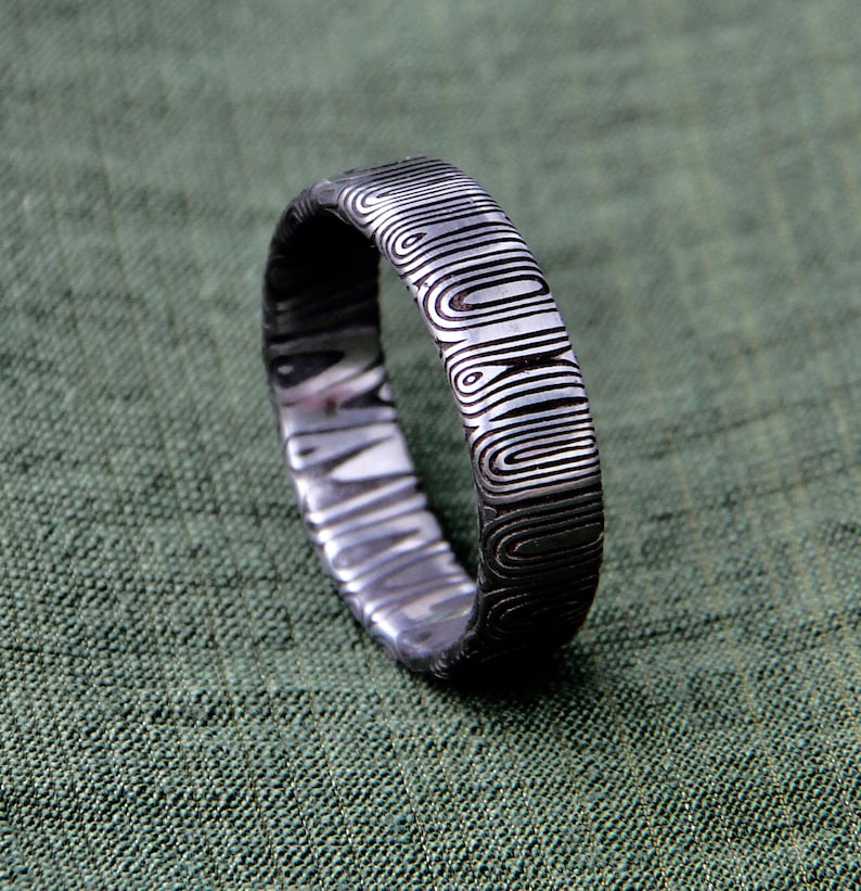 Damascus Steel Ring, Stainless Damascus Steel Wedding Band, 100% ...