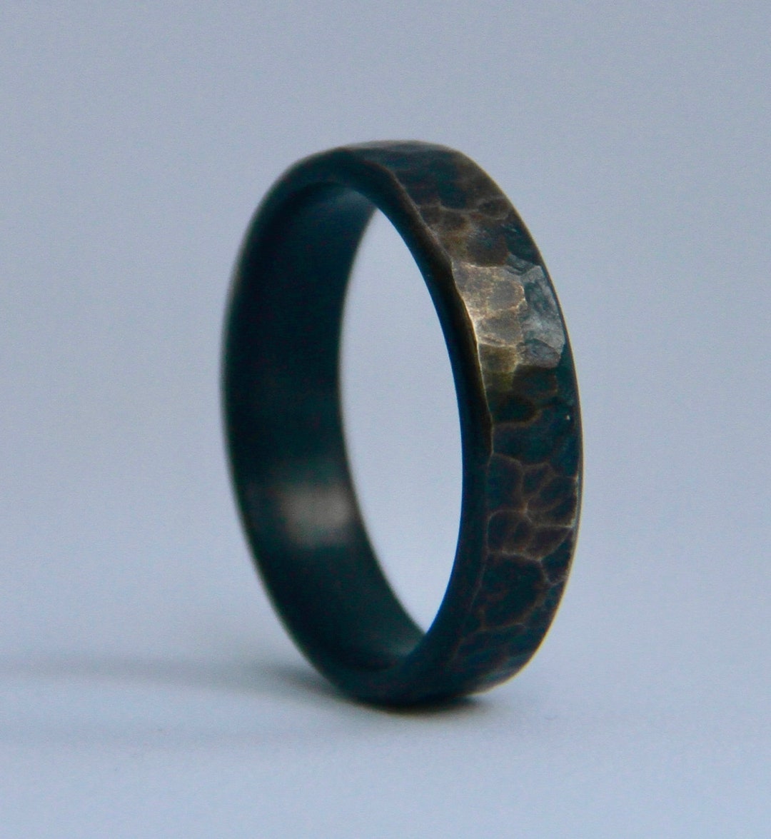 Hammered Titanium Ring, Faded / Distressed Finish, Handmade Titanium ...