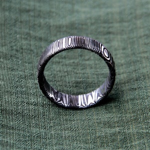 Damascus Steel Ring, Stainless Damascus Steel Wedding Band, 100% ...