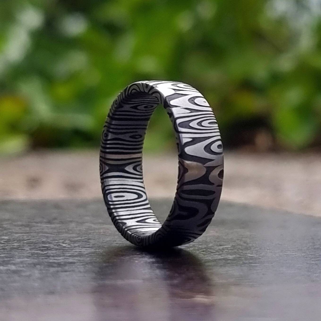 Damascus Steel Ring Stainless Damascus Steel Wedding Band | Etsy UK