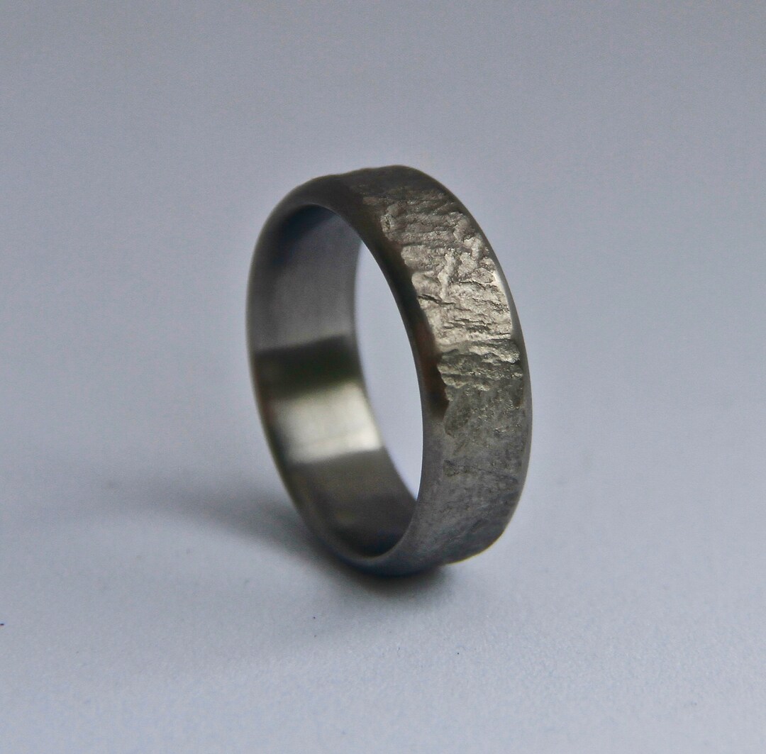Hammered Titanium Ring, Textured Brushed Finish, Handmade Titanium ...