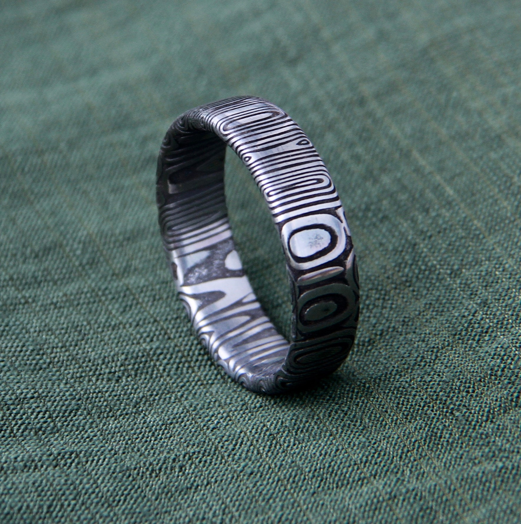 Damascus Steel Ring, Stainless Damascus Steel Wedding Band, 100% ...