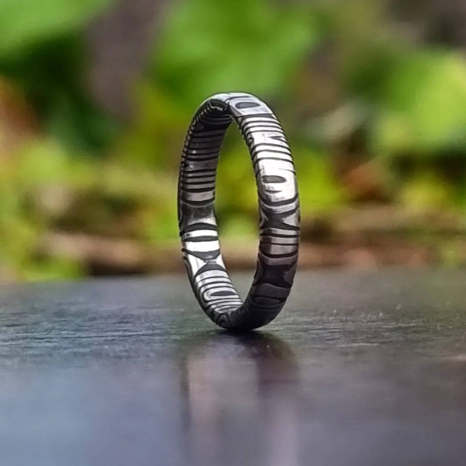 Damascus Steel Ring, Stainless Damascus Steel Wedding Band, 100% ...