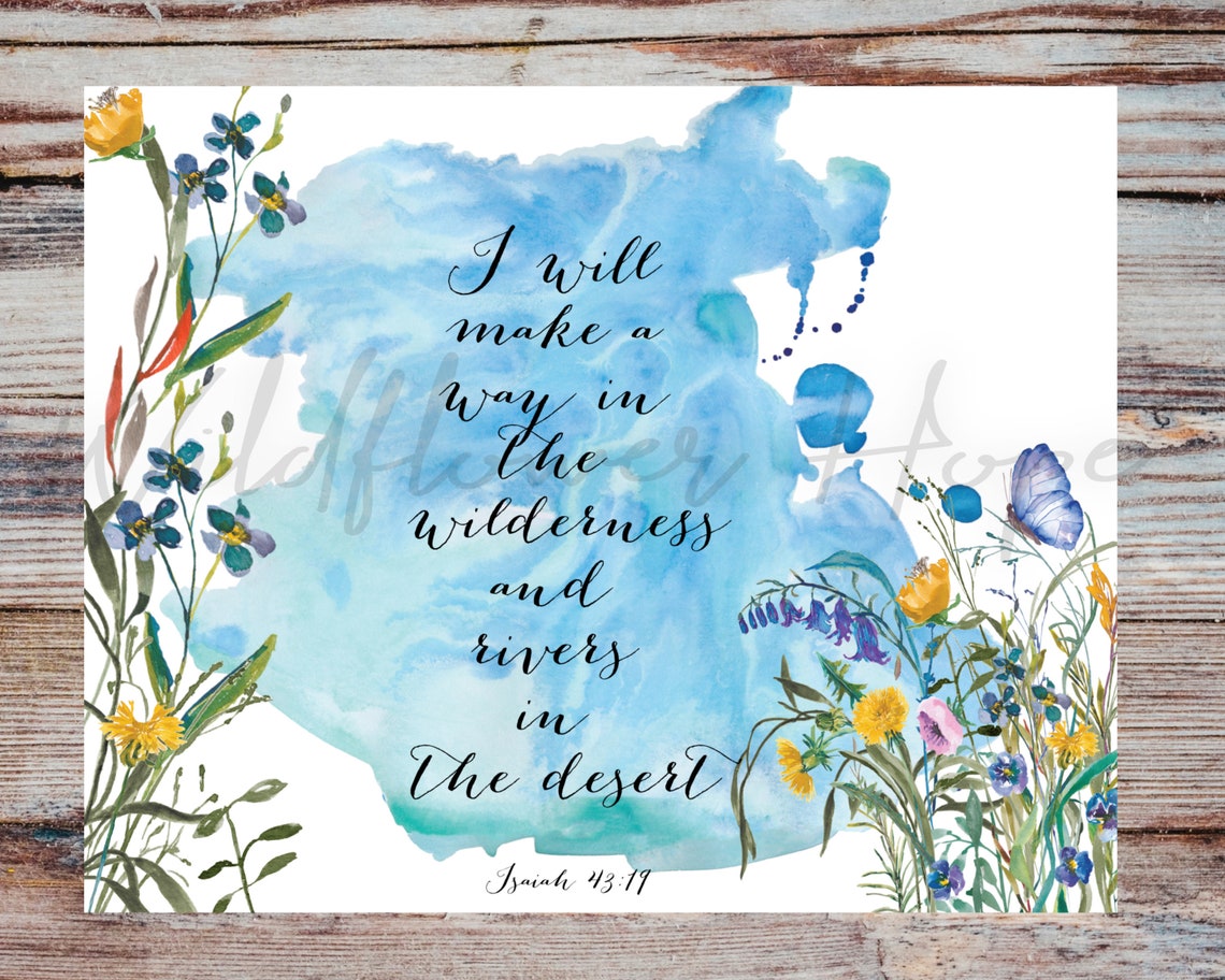 Isaiah 43:19, Watercolor Floral, Bible Verse, Christian Art, Christian ...