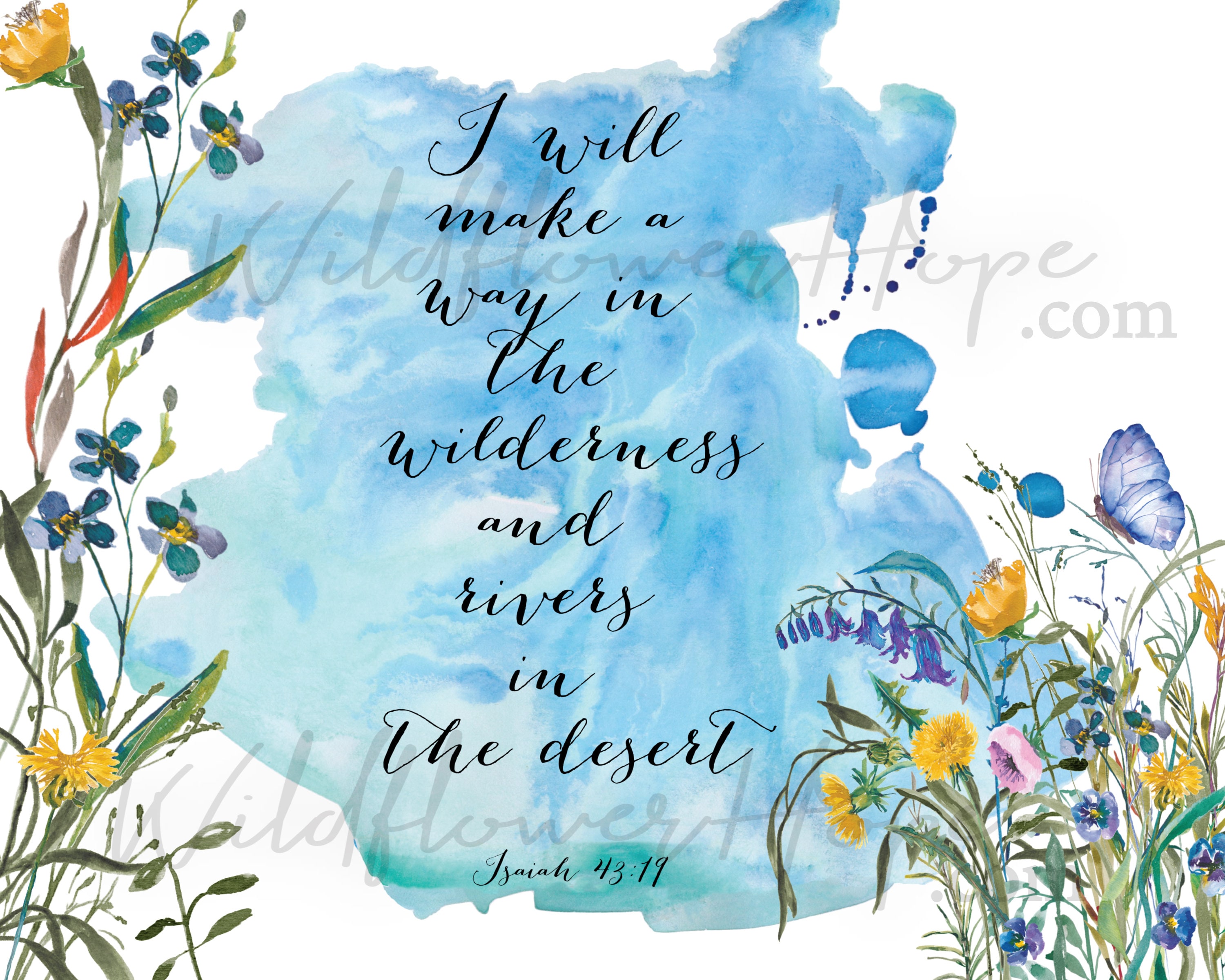Isaiah 43:19, Watercolor Floral, Bible Verse, Christian Art, Christian ...
