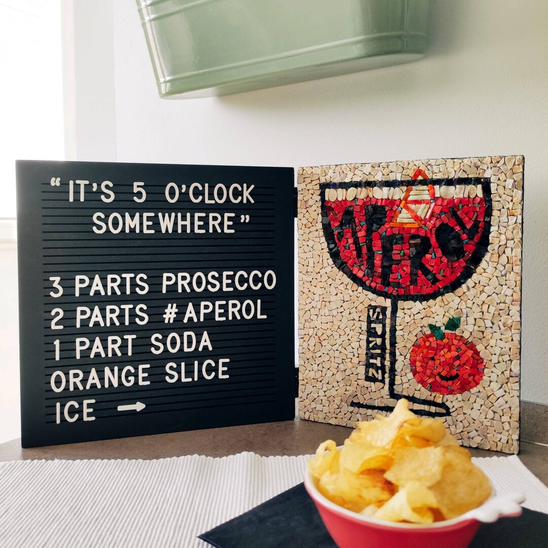 Mosaic Spot Aperol Spritz Wooden Bulletin Board With Letters - Etsy