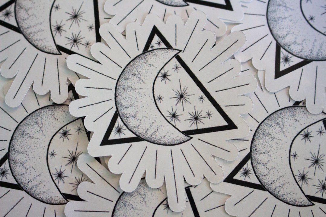 Moon and Stars Sticker - Etsy