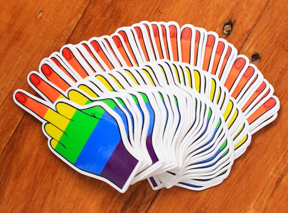 Pride Flag Middle Finger Sticker | Etsy