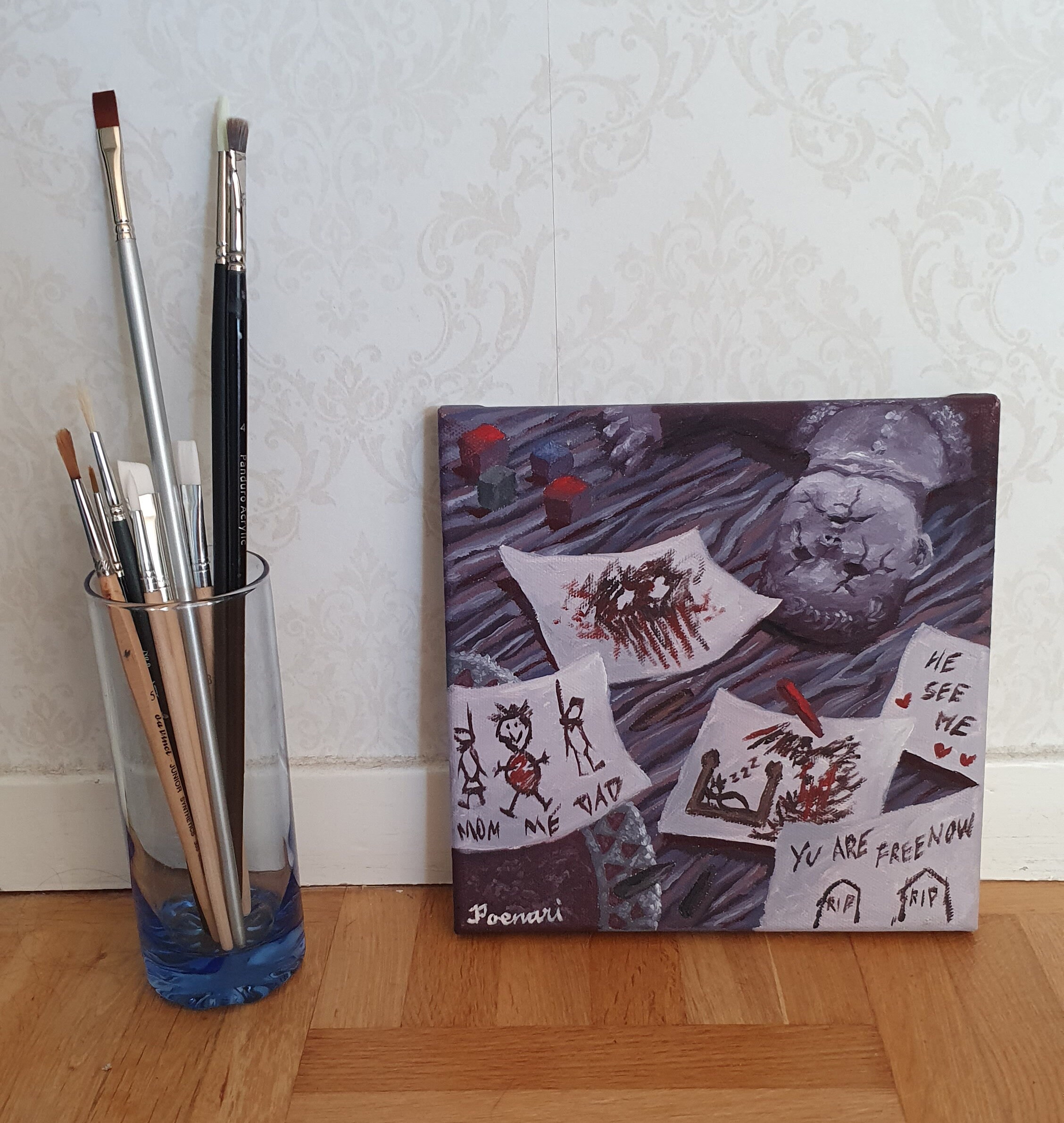 Mini Pintura Horror Arte Oscuro Arte de Terror Pintura al | Etsy