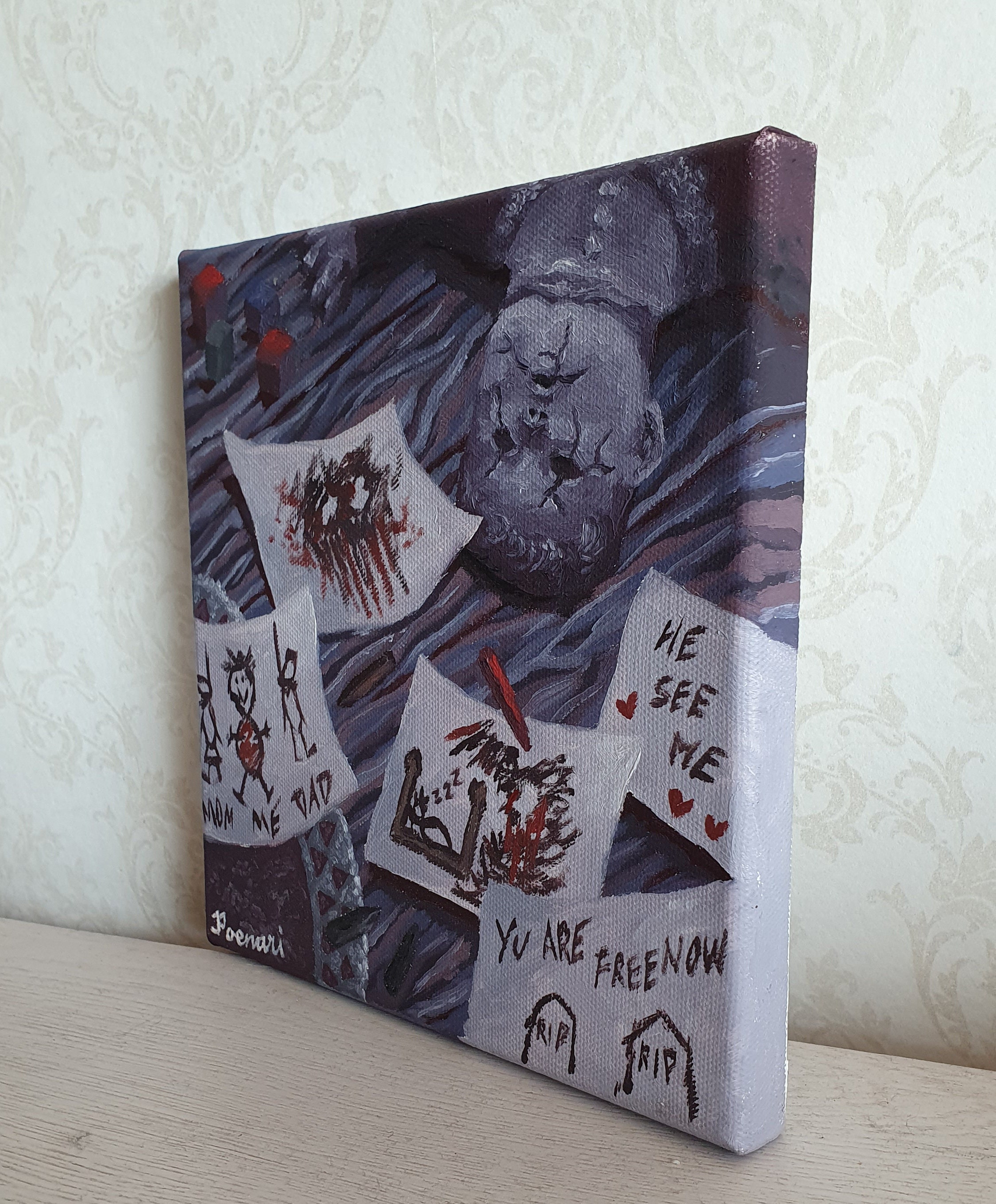 Mini pintura, horror, arte oscuro, arte de terror, pintura al óleo ...