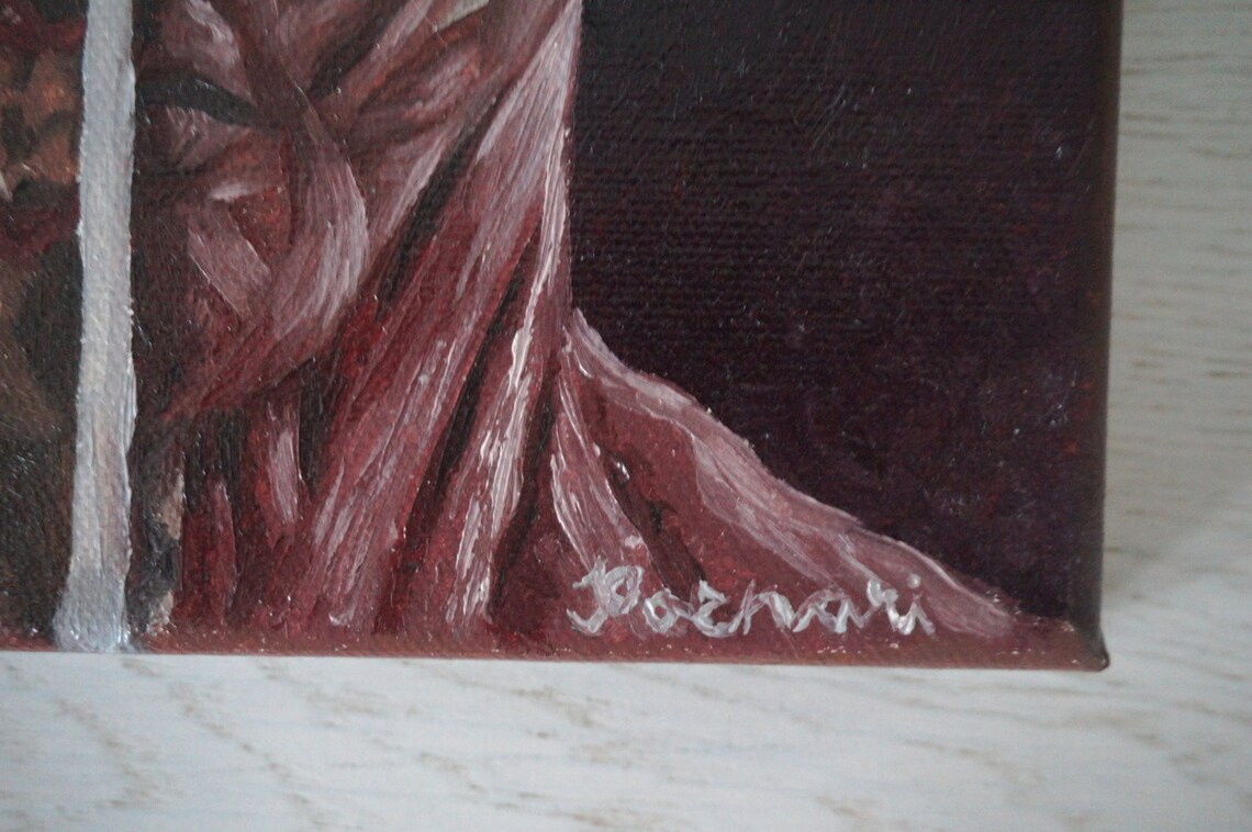 Mini Painting, Macabre, Small Painting, Oil Painting, Morbid, Face ...