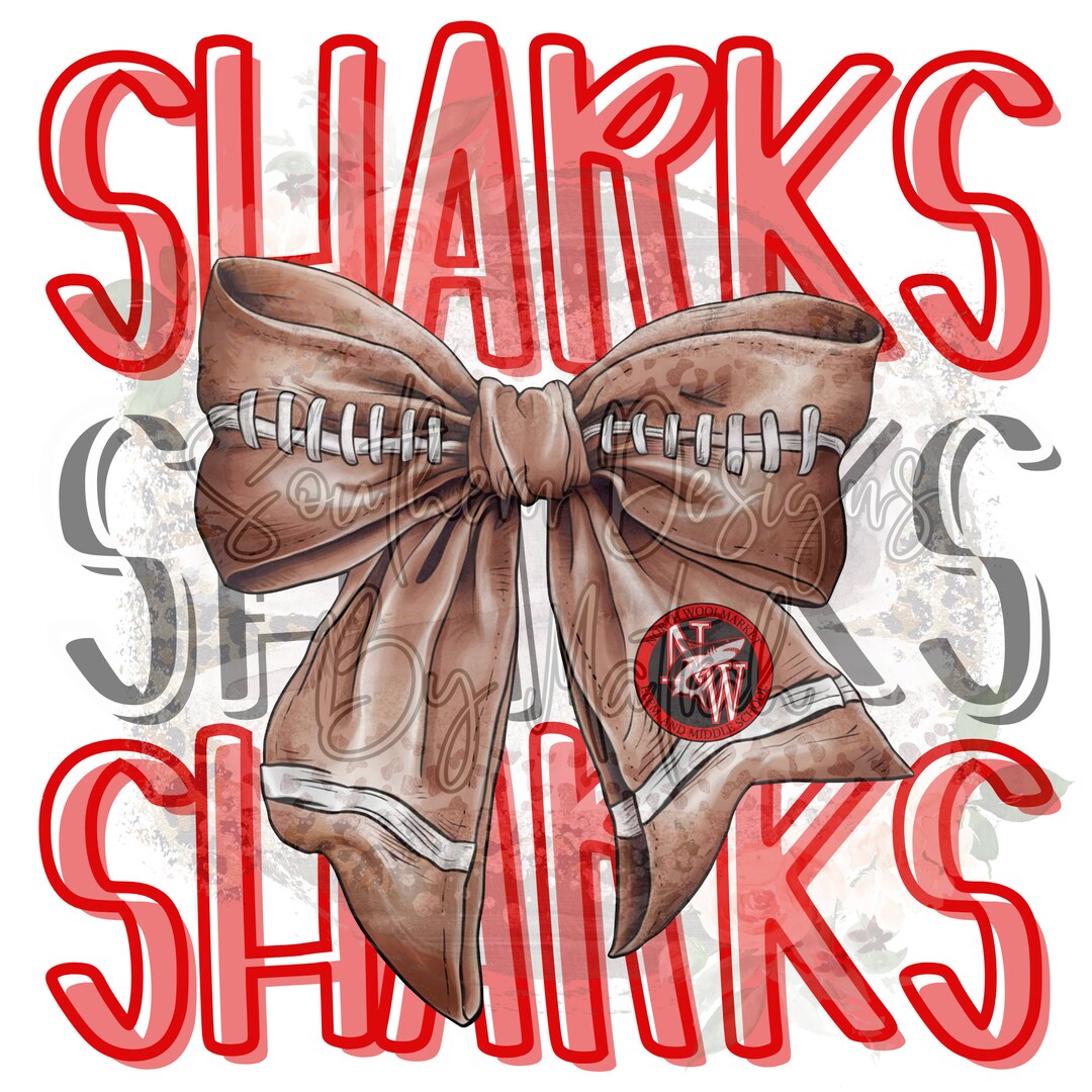 NW Sharks Football Bow PNG, Digital Download, Shadow Font - Etsy