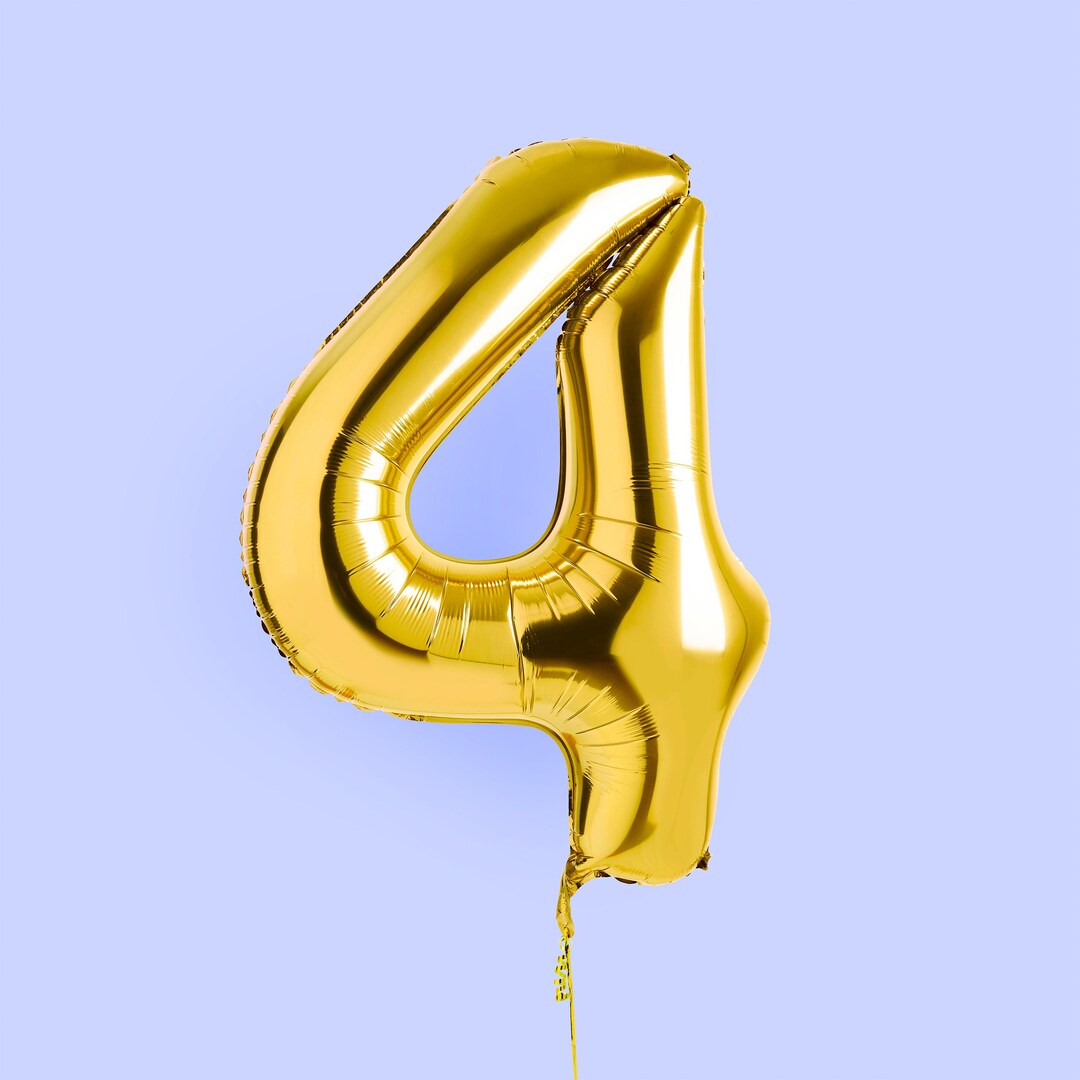 Gold Number '4' Foil Balloon 34" - Etsy
