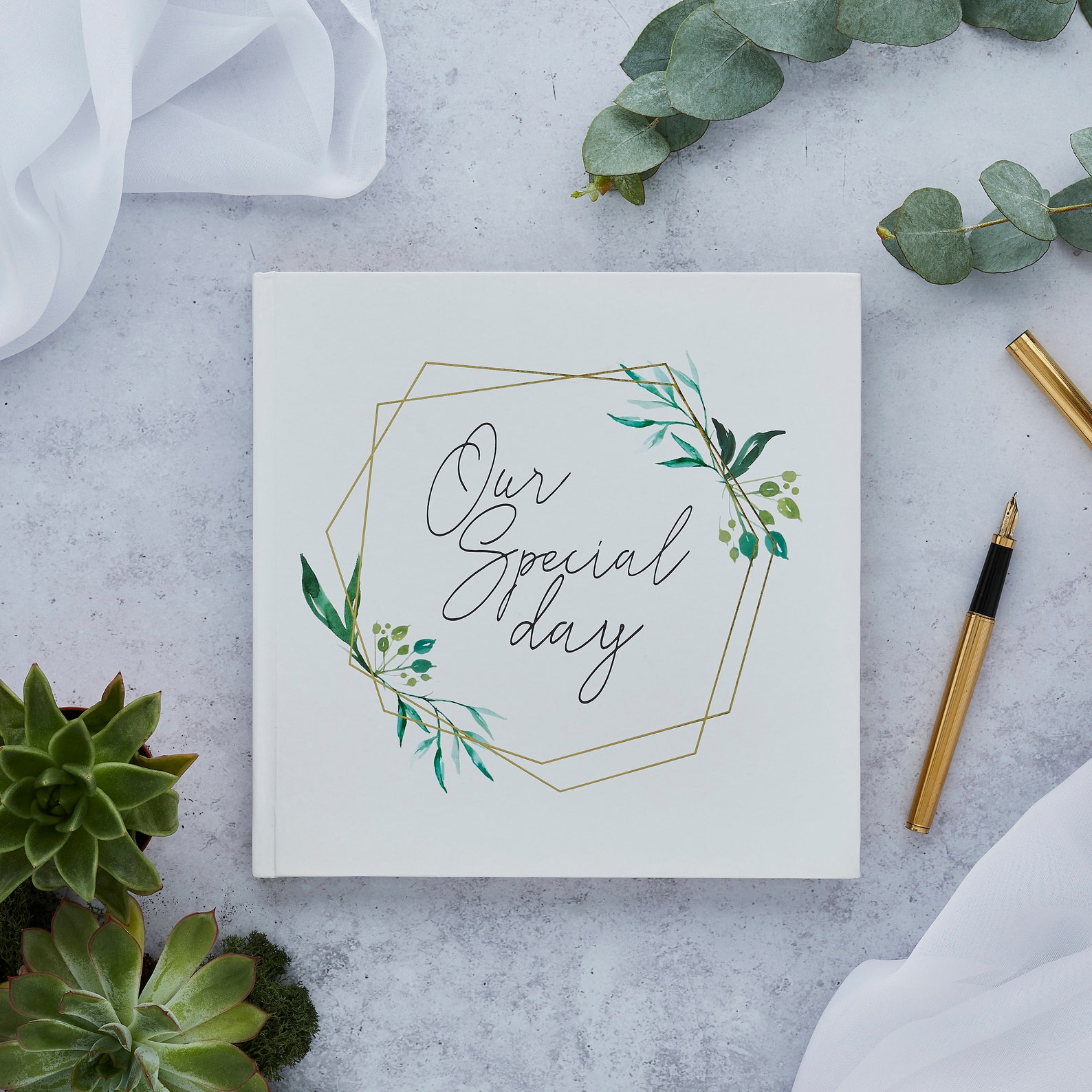 Geometric Greenery Guest Book - Etsy