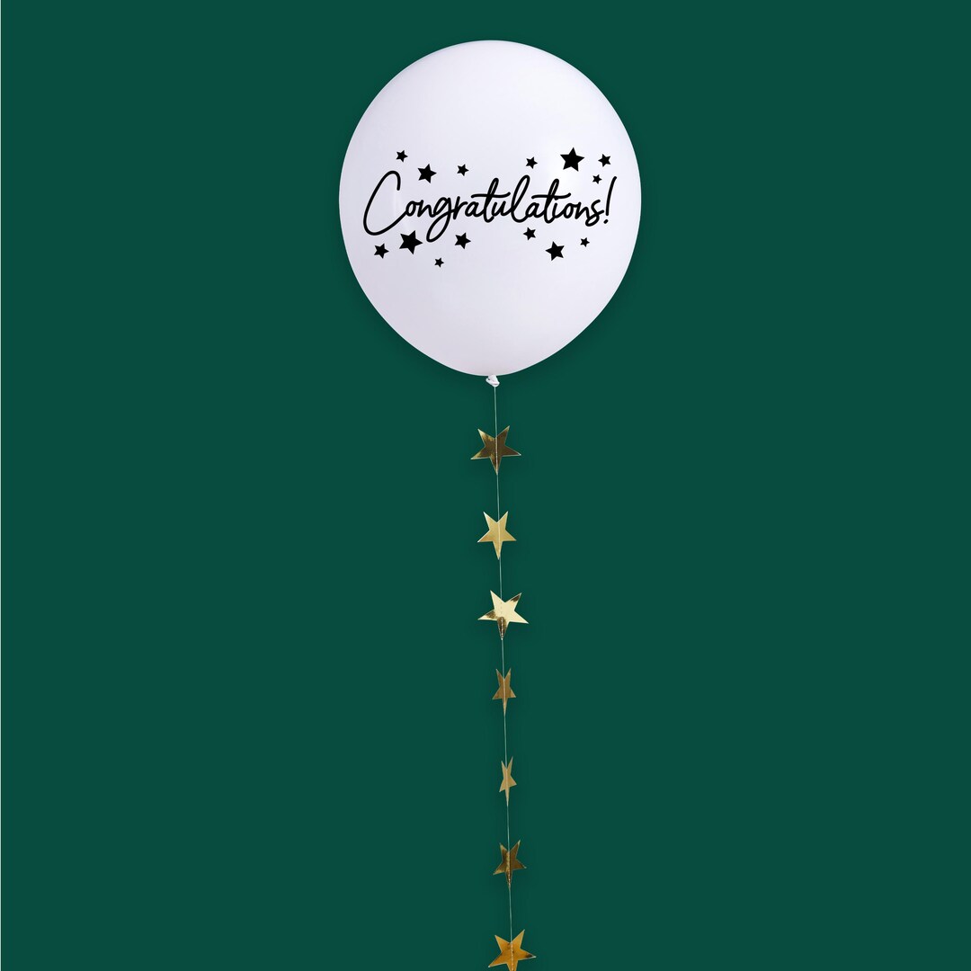 Congratulation 18" Latex Balloons With Trailing Stars Balloon Tail - Etsy