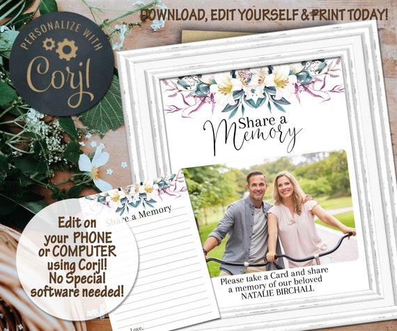 Funeral Share a Memory Memorial Service Memory Card - Etsy
