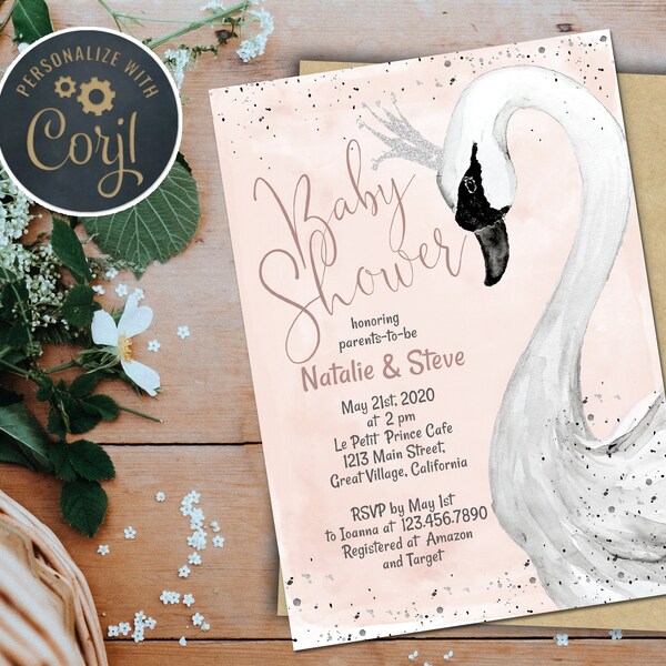 Swan Baby Shower Invitation - Etsy