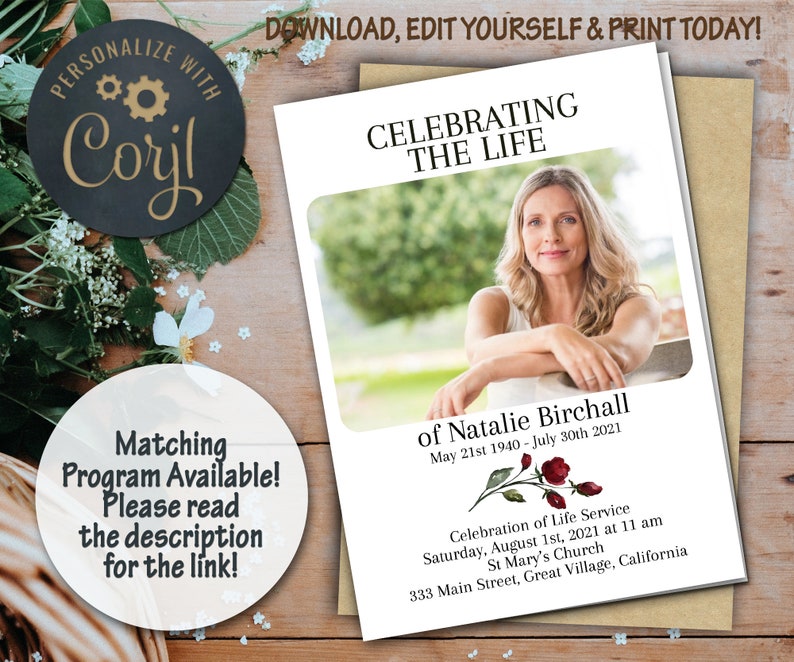 Funeral Welcome Sing Memorial Service Photo Template - Etsy