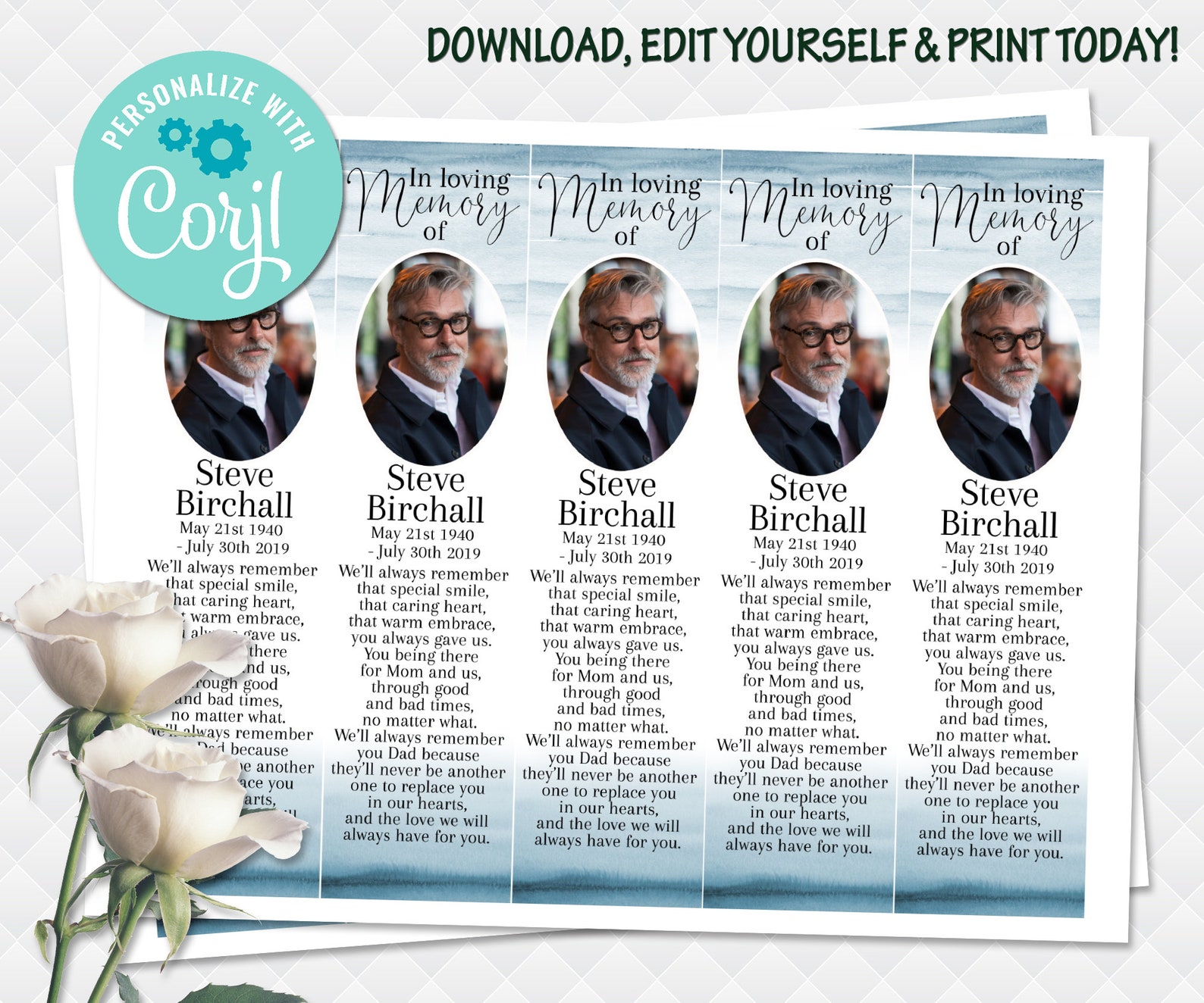 Funeral Bookmark Memorial Service Bookmark Template - Etsy