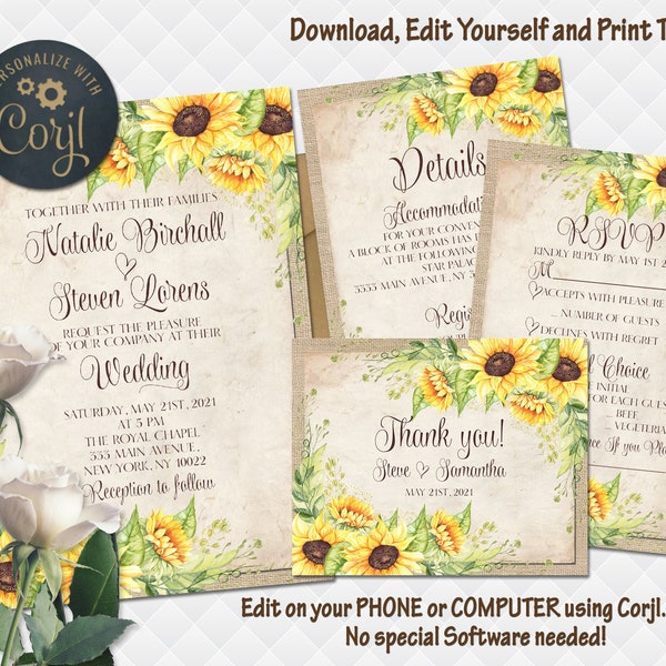 Burlap Wedding Invitations - Etsy