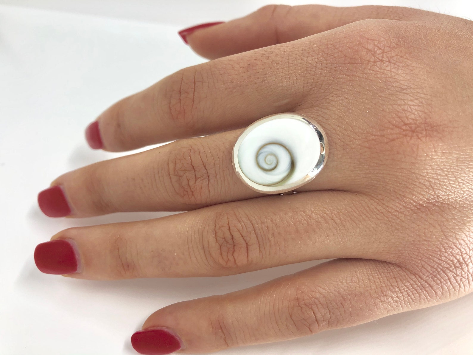 Shiva Eye Ring, Sea Shell Ring, Natural Stone Ring, Gift for Her ...