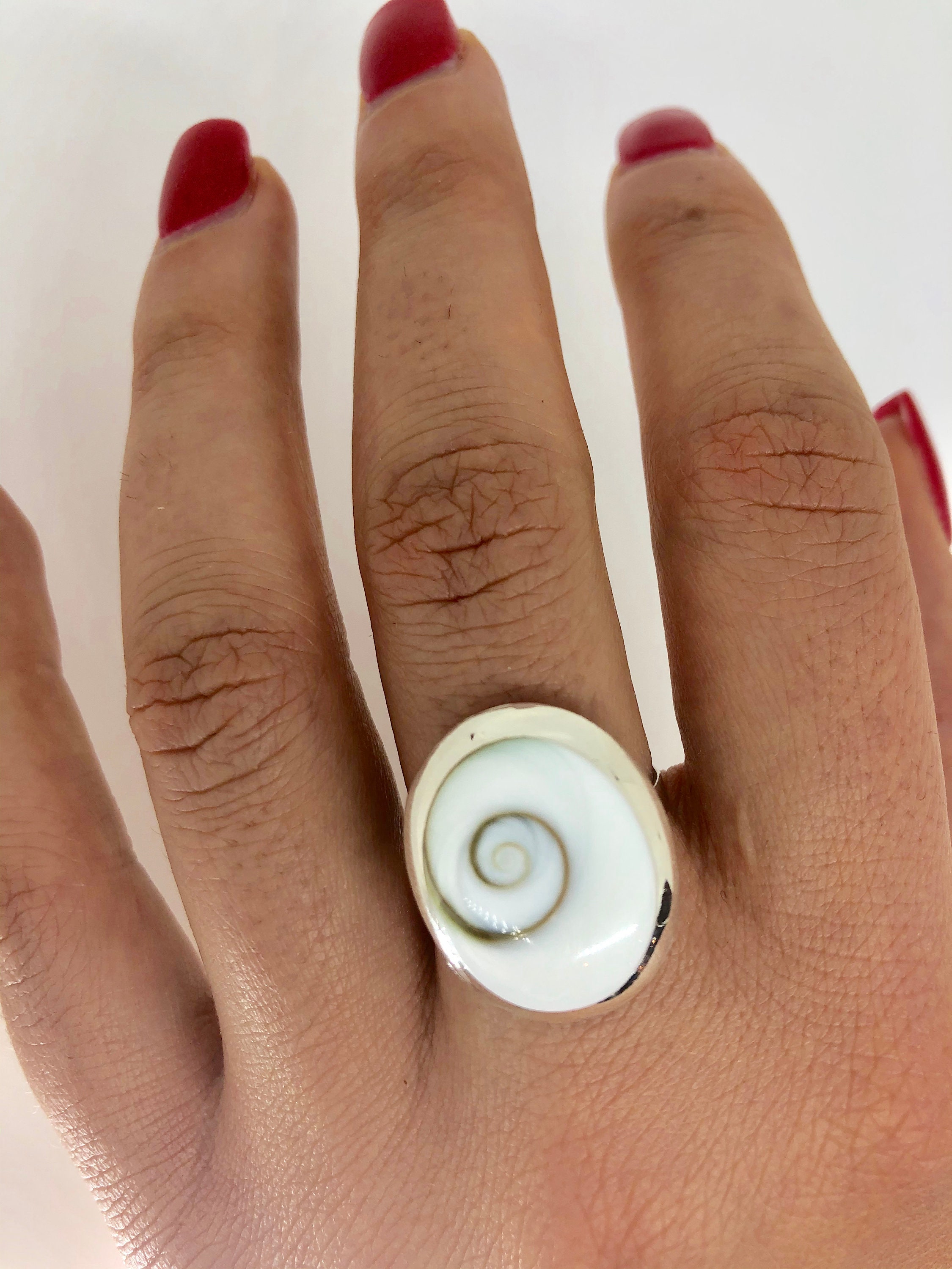 Shiva Eye Ring, Sea Shell Ring, Natural Stone Ring, Gift for Her ...