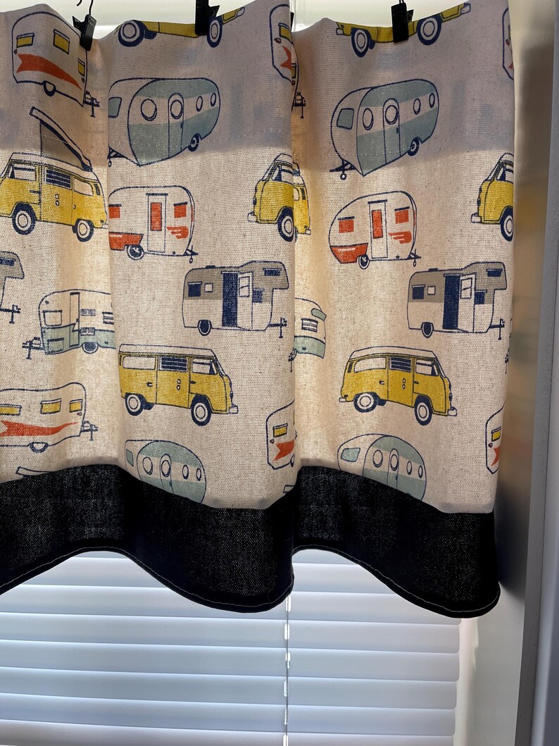 Camping Curtains, Camper Valance, Happy Camper, Travel Trailer, Window ...