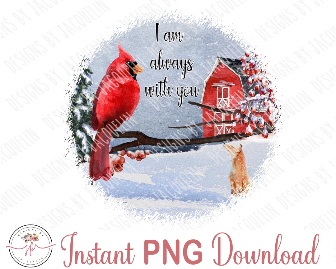 Farmhouse Red Cardinal Christmas Scene, Red Barn, Always With You ...
